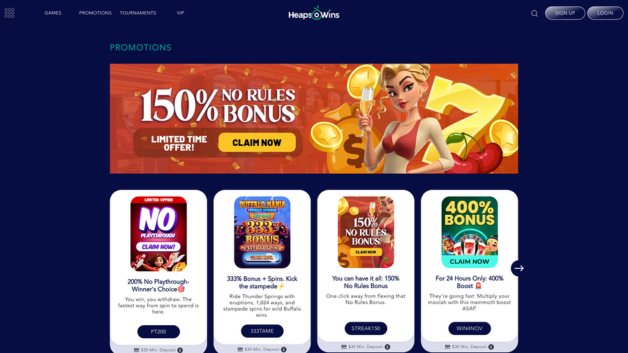 Heaps O Wins Casino Review 2026 - CasinoFreak.com