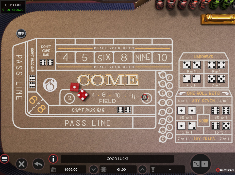 Play Nucleus Gaming Craps by Nucleus Gaming - Free Demo